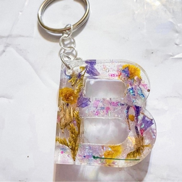 Accessories | Pressed Flower Resin Letter B Keychain | Poshmark